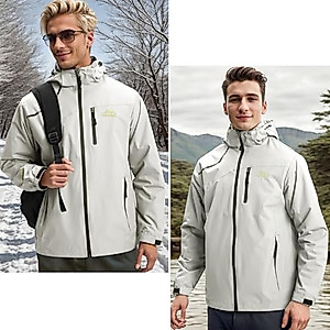 HVECZIXP Men's Women's Waterproof Lightweight Rain Jacket With Hood Zipper Trench Outdoor Windproof Jacket For Hiking Travel