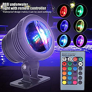 LIYJTK Underwater lamp,RGB LED Underwater Light Waterproof Multi-Color for Outdoor Garden Spotlight Landscape Fountain(10W Black)