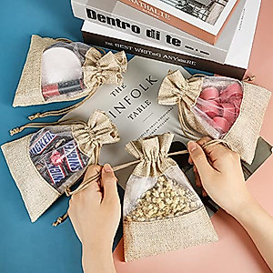 HRX Package Burlap Sheer Bags 5x7 inches, 12pcs Jute Fabric Drawstring Gift Bag Jewelry Pouches for Candy Wedding Party Favor Christmas