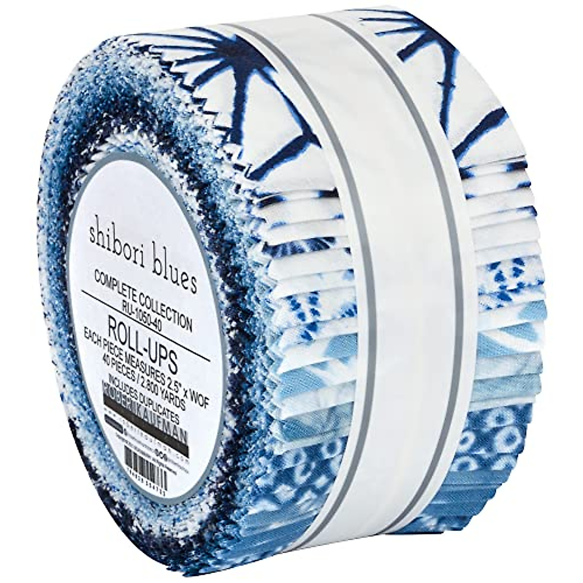 Sevenberry Shibori Blues Roll Up 40 2.5-inch Strips Jelly Roll Robert Kaufman Fabrics RU-1050-40