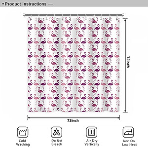 Umpoo Flamingo Checkered Bathroom Shower Curtain Tropical Pink Purple Flamingos Pattern Shower Curtain with Hooks Waterproof Fabric Polyester Shower Curtain for Girly Bath Decorative, 72x72 Inch