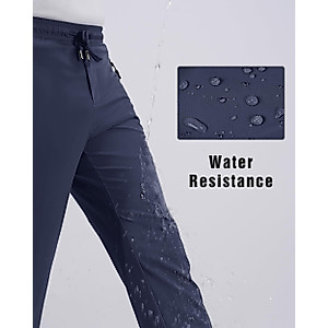 BIYLACLESEN Mens Sweatpants with Pockets Joggers for Men Sweat Pants Hiking Waterproof Pants Quick Dry Athletic Track Workout Pants Dark Blue 38
