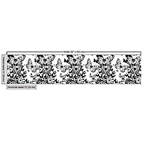 Ambesonne Black and White Fabric by The Yard, Starry Night Drifter Butterfly Silhouettes Monochrome Sketch Style Fauna, Decorative Fabric for Upholstery and Home Accents, 1 Yard, White Black