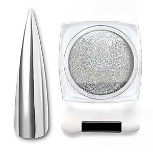 beetles Gel Polish Sliver Mirror Chrome Nail Powder, Mirror Effect Premium Salon Nail Glitter Manicure Pigments for Nail Art Design, 0.04oz/1g