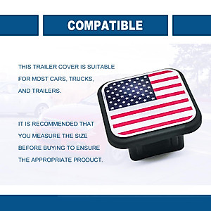1 PC Trailer Hook Dust Proof Plug, USA American Metal Flag Trailer Hitch Cover Tube Plug, Heavy Duty Trailer Hitch Tube Cover, Car Accessories, Suitable for Most Cars and Trailers (Red)