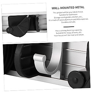 Housoutil Wall Hanging Hooks Alumimum Mop Rack Rail Rack Abs Heavy Metal Coat Hanger