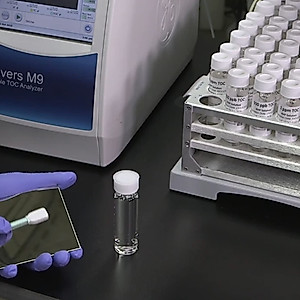 ALWSCI Borosilicate Clear Glass 40 ML EPA TOC Screw Neck Vial with White PP Screw Cap, Center Hole, PTFE Silicone Liner, Ultra-Clean, Case of 72