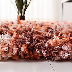 SAFAVIEH Rio Shag Collection 3' x 5' Rust / Ivory SG960P Handmade 1-inch Thick Area Rug