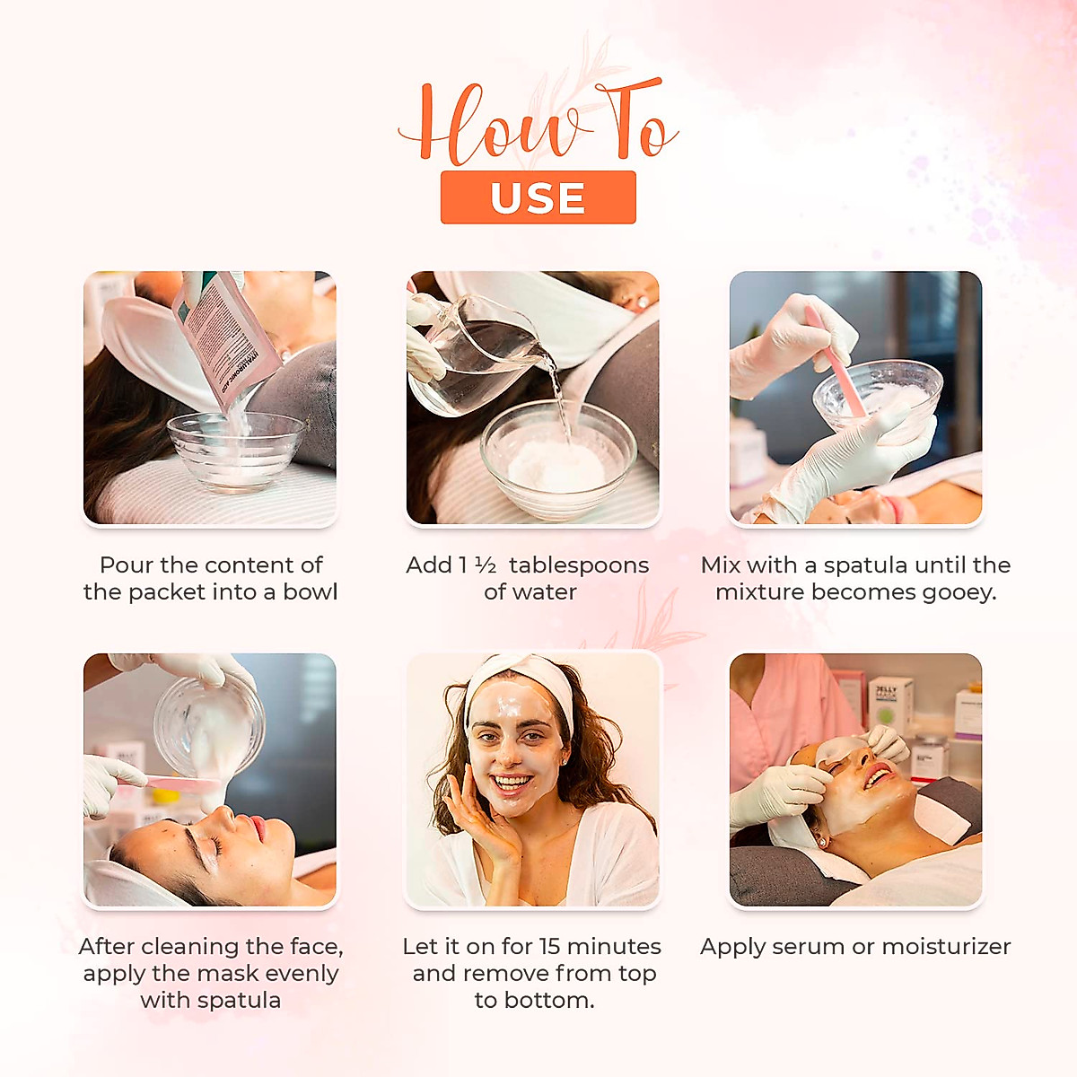 BRÜUN Peel-Off Jelly Mask Hydrating Premium Modeling Rubber Mask Spa Set - 10 Treatments (24k Gold, Lavender, Kiwi, Peppermint, Egyptian Rose, Matcha, Chamomile, Tea tree, Jazmine)