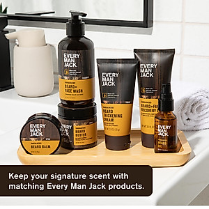 Every Man Jack Mens Sandalwood Grooming Set - Five Full-Sized Essentials: Wash, Lotion, Hydrating Oil, Butter, and Comb