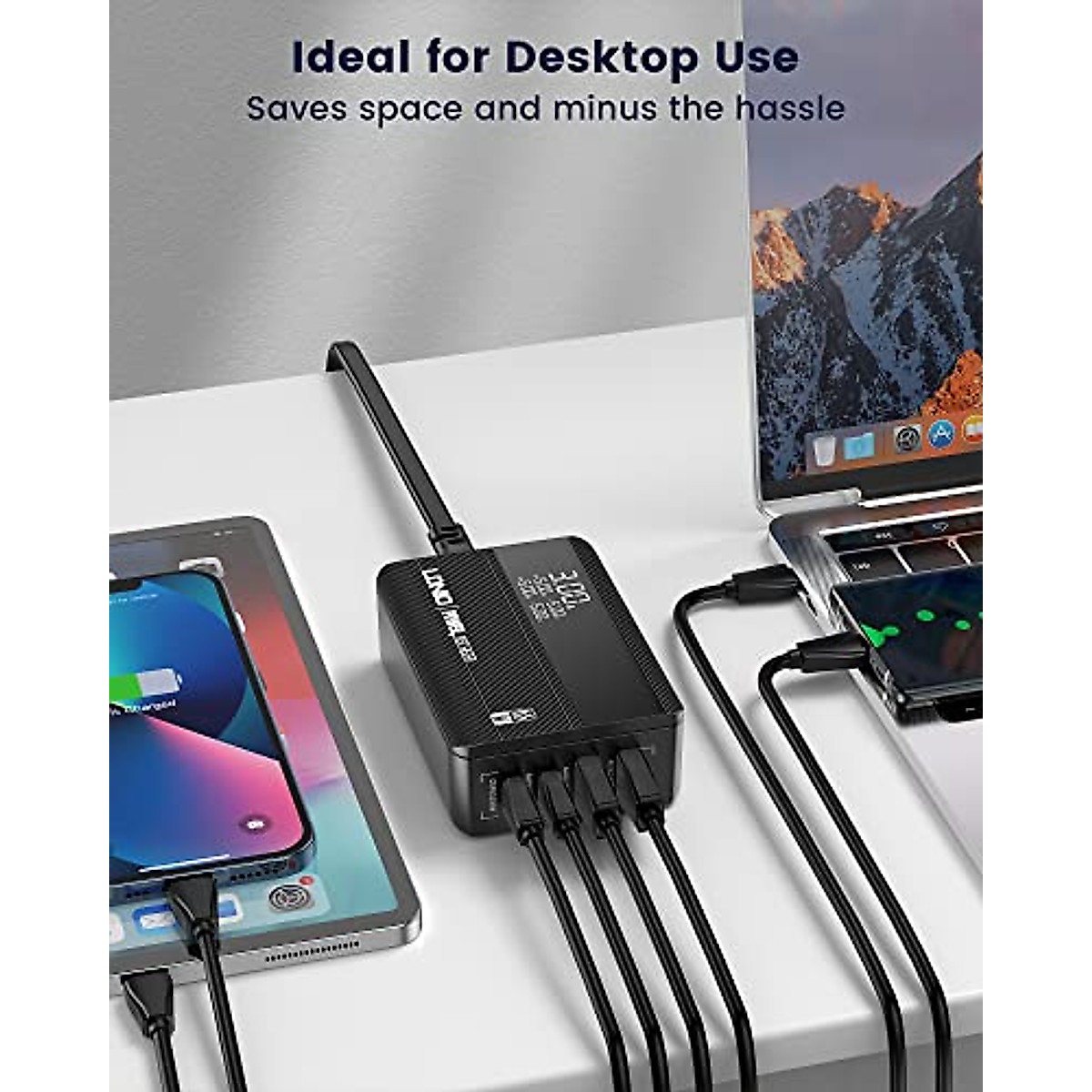 USB C Charger, LDNIO 65W 4-Port USB C Charging Station with LED Display, PPS Fast USB C Wall Charger with PD3.0&QC4.0 for MacBook Pro/Air, iPad, Laptops, iPhone, Samsung Galaxy, Steam Deck and More