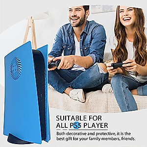 PS5 Faceplate with Cooling Vents and Dust Filter for Disc Edition DOBEWINGDELOU PS5 Face Plate Console Cover Replacement Side Plate Shell Dustproof Accessories ABS Case Blue