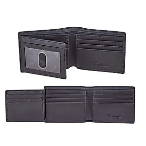Travelambo Wallet for Men, Trifold Mens RFID Blocking Wallet, 12 Credit Card Holder Minimalist Front Pocket, Genuine Leather Slim Wallet with ID Window