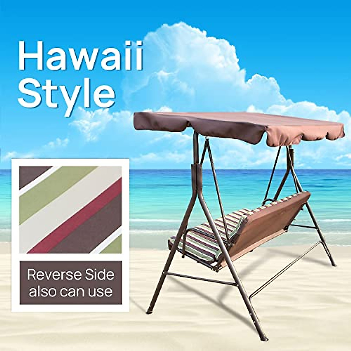 Walsport Outdoor Swing Chairs for Adults Patio Swings with Canopy 3 Person Seating Chair Porch Swing with Stand and Chair Cushion Steel Frame Outdoor Glider Hammock Bench Swing Backyard Furniture