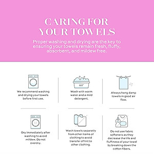 CASA COPENHAGEN White Bay, 6 Pieces Towel Set- White with Dark Grey and Grey Violet Border, 600 GSM, 2Bath, 2Hand, 2Washcloths Egyptian Cotton Towel for Hotel Spa Kitchen Bathroom Kitchen & Shower