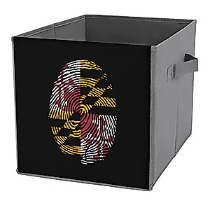 Maryland State Flag Finger Collapsible Storage Bins Cubes Organizer Trendy Fabric Storage Boxes Inserts Cube Drawers 11 Inch