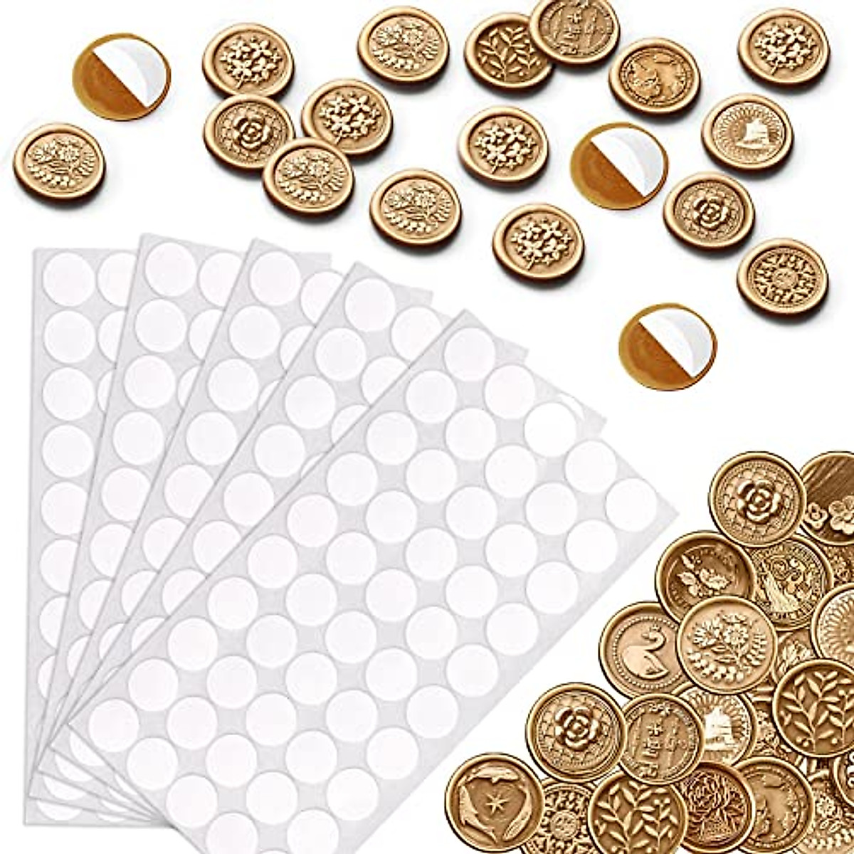 Palksky Adhesive Dots for Wax Seal, 250PCS Adhesive Wax Seal Backing for Wax Sealing, Transparent Removable Sticky Tack Putty for Wax Seal Stickers, Craft Adhesive Waxing(Diameter 1inch)