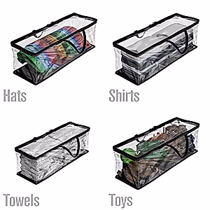 Houseables Baseball Cap Storage Bag, Hat Organizer Case, 23" x 6" x 8", Clear Plastic, Caps Holder, Moisture & Dust Proof, Black Handles, Box w/Zipper Closure, Stores & Racks 22 Hats, Dirt Protection