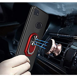 DAMONDY for BLU View 2 Case 2 Pack Screen Protector Tempered Glass, BLU View 2 Case,Full Body Shock Protective Kickstand 360 Ring Holder Defender Back Phone Cover Case for BLU View 2 B130DL -Red