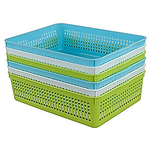 Ucake A4 Paper Storage Baskets, Plastic File Storage Tray Basket, 6 Pack
