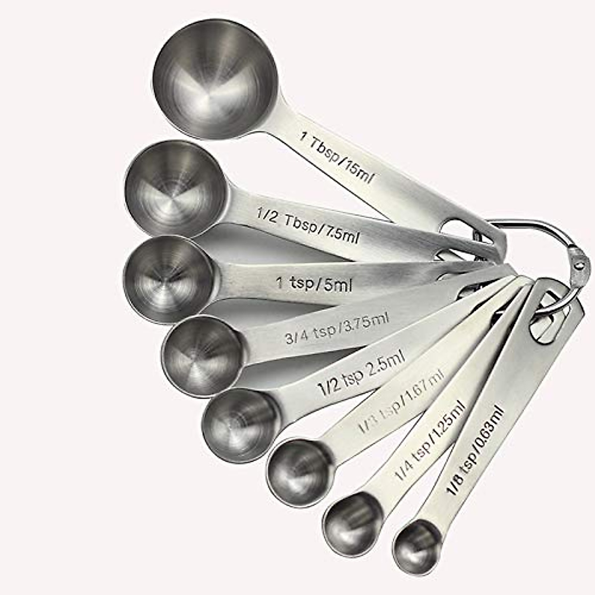 MEKBOK Magnetic Measuring Spoons Set, Dual Sided, Stainless Steel, Fits in Spice Jars, Black, Set of 8