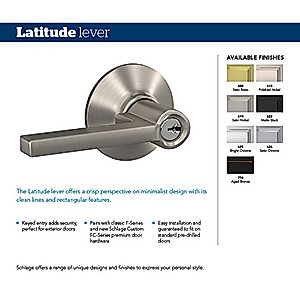 SCHLAGE F51A LAT 619 COL Latitude Lever with Collins Trim Keyed Entry Lock, Satin Nickel