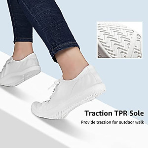 STQ Cute Slip On Canvas Sneakers for Women, Low Top Fashion Casual Shoes White/6 US