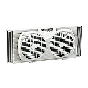 Lotus Analin Dual Blade 9-Inch Twin Window Fan with Cover Portable, White