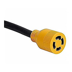 MaxWorks 80841 25 Ft. Heavy Duty 4-Prong Twist Lock 125V/250V 30 Amp L14-30P (Male) L14-30R (Female) Generator Extension Cord, Black and Yellow