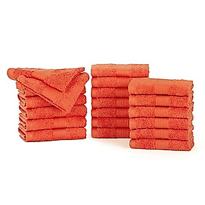 Ample Decor Wash Cloths Pack of 20, Oeko Tex Certified 600 GSM 100% Cotton Soft Absorbent, Premium Quality Durable Machine Washable, Ideal for Bathroom, Pool, Hotel, Spa – Orange