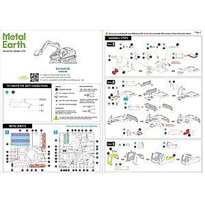 Metal Earth Fascinations Excavator 3D Metal Model Kit Bundle with Tweezers