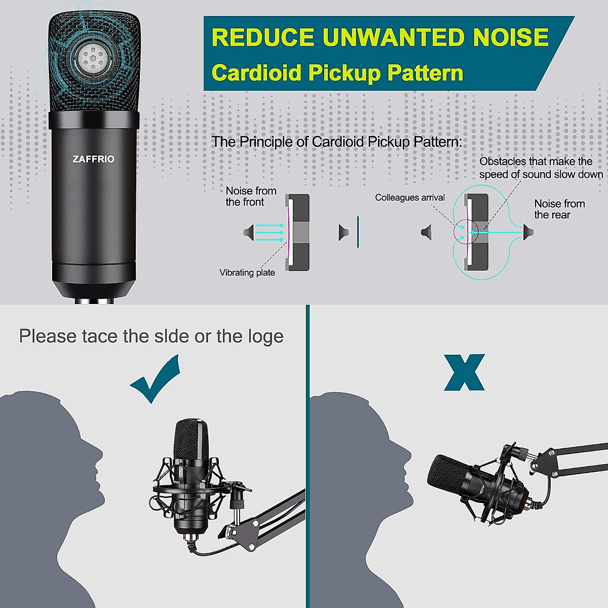 ZAFFIRO USB Microphone, Professional Grade Condenser Microphone, Professional Microphone Kit, Computer Microphone Kit, Adjustable Stand for Professional Recording Studio, Karaoke, Conference Hosting