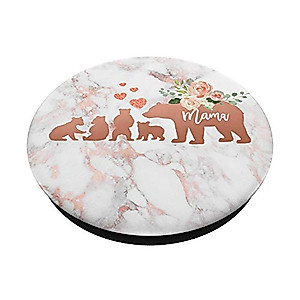 Mama Bear 4 Baby Cubs and Hearts Rose Pink Watercolor Floral PopSockets PopGrip: Swappable Grip for Phones & Tablets