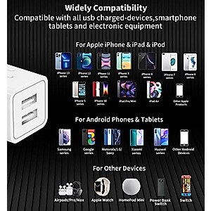 USB Wall Charger, tiavalmax 4-Pack 2.1A Dual Port USB Cube Power Adapter Charger Plug Block Charging Box Brick for iPhone,iPad,Samsung Galaxy,Google Pixel,Moto, LG, HTC, Motorola,Oneplus,Nokia,Kindle