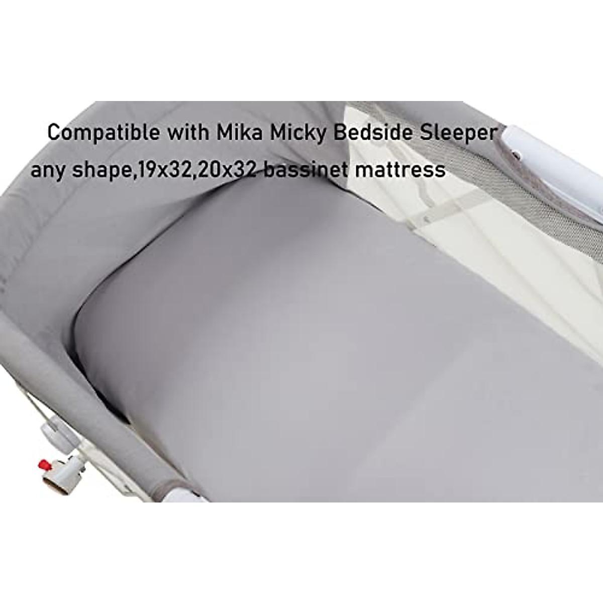 Satin Bassinet Sheet 2 Pack Ultra Soft Silk Compatible with Mika Micky Bedside Sleeper Fits Perfectly on 19 x 32 Inch Bed Side Sleeper Mattress Pad Protect for Baby Hair and Skin Grey White