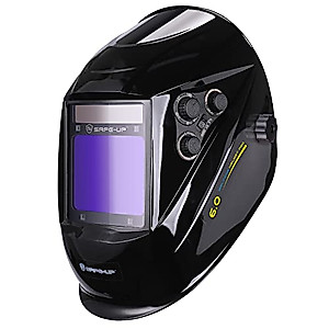 Auto Darkening Welding Helmet, SU SAFE-UP Large Viewing Screen 3.94"X3.81" True Color Solar Powered Welding Hood, 4 Arc Sensor Wide Shade 5-9/9-13 Welders Mask for TIG MIG ARC