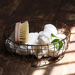 Vintage Handmade Woven Wrought Iron Mesh Fruit Basket Bowl Creative Bronze Snack Plate Tray Holder Stand Round Serving Storage Container (Small(1pc))