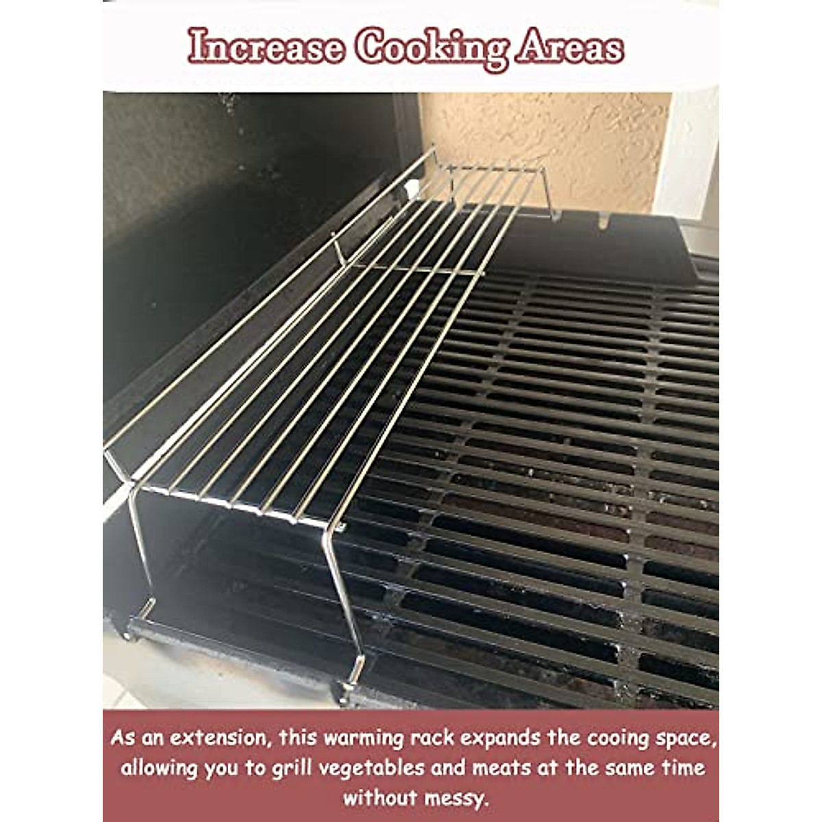 QuliMetal Stainless Steel Warming Rack for Weber Genesis 300 Series(2007-2016), Genesis E310, E320, E330, S310, S320, S330, Replacement for Weber 65054, 81323, 62749