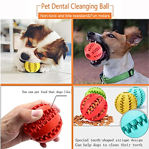 Sunglow 2 Pack Dog Toy Ball，Nontoxic Bite Resistant Teething Toys Balls for Small/Medium/Large Dog and Puppy Cat, Dog Pet Food Treat Feeder Chew Tooth Cleaning Ball Exercise Game IQ Training Ball