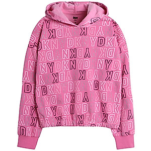 DKNY Girls' Sweatsuit Set - 2 Piece Fleece Hoodie Sweatshirt and Jogger Sweatpants (12M-16), Size 10, Wild Orchid