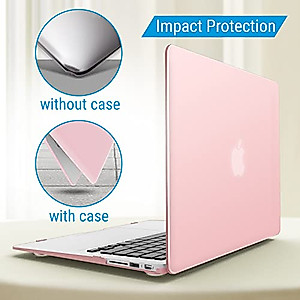 IBENZER Compatible with Old Version MacBook Air 13 Inch Case (2010-2017 Release). Models: A1466 / A1369, Plastic Hard Shell Case with Keyboard Cover for Mac Air 13, Rose Quartz, A1301RQ+1