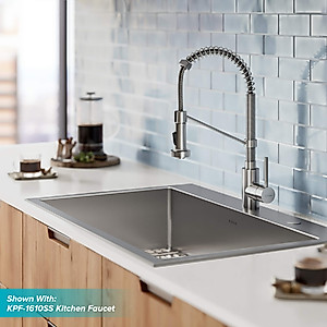 KRAUS 33 x 22 inch Drop-In Top Mount Standart PRO Single Bowl 2-Hole Stainless Steel Kitchen Sink Set (5 Item Bundle: Sink, Bottom Grid, Drain Assembly, Drain Cap, Kitchen Towel), KHT410-33