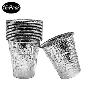 BBQ Future 6" H Universal Grease Bucket Liner Compatible with Pit Boss Grills 67292 Foil, Trae-ger Large Bucket & Other Grill Bucket Accessories, Disposable Aluminum, 15-Pack