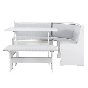Linon Sanford Wood Storage Nook Dining Set in White and Gray