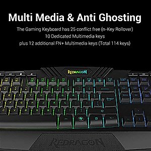 Redragon S101 Gaming Keyboard, M601 Mouse, RGB Backlit Gaming Keyboard, Programmable Backlit Gaming Mouse, Value Combo Set [New Version]