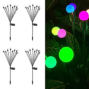 Macl 4PCS 8 Head Solar Powered Firefly Lights, LED Outdoor Waterproof Solar Starburst Swaying Garden Lights for Garden,Yard and Outdoor,Swaying When Wind Blows Solar Lamp Outdoor Decorative Lights