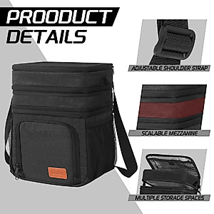 ZRSUN Insulated Lunch Bag for Women Men, Reusable 3 Layers Lunch Box Women, Expandable Reusable Water-resistant Lunch Box for Work Travel Office Picnic Hiking