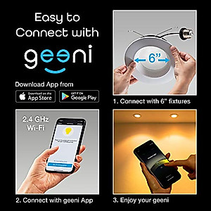 Geeni Prisma Plus Smart Wi-Fi LED Dimmable RBGW Recessed Multicolor Downlight, Works with Alexa and Google Assistant (2700-6500K) 6", 2-Pack