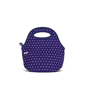 BUILT Gourmet Getaway Mini Soft Neoprene Lunch Tote Bag-Lightweight, Insulated and Reusable Mini Dot Navy LB10-MNV