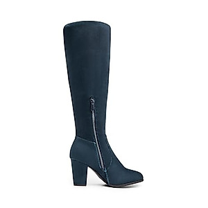 DREAM PAIRS Women's Chunky Heel Knee High and Up Boots,Size 10,DARK/BLUE,MIDLEG